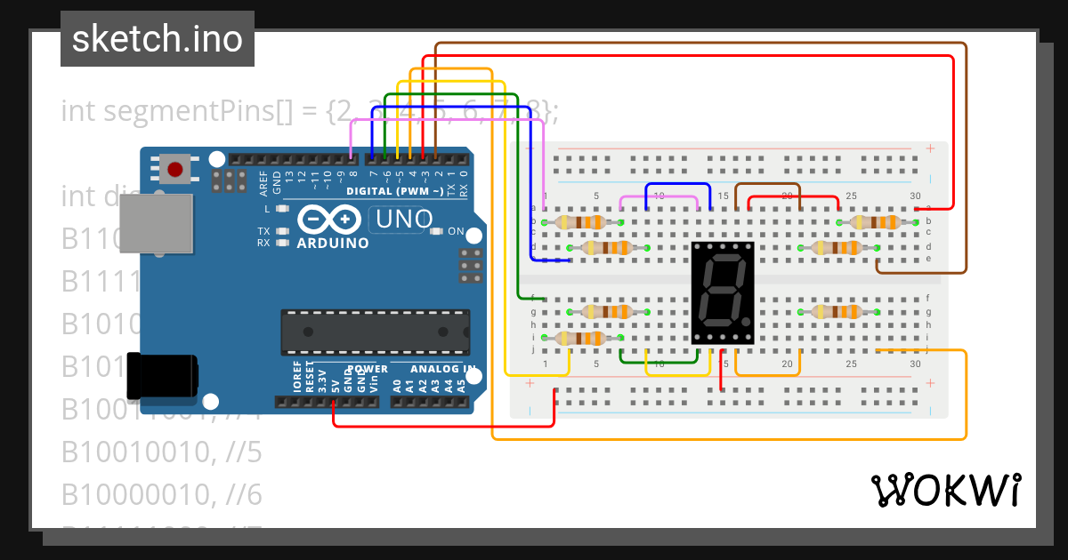 7 segment display(Common Anode) Copy - Wokwi ESP32, STM32, Arduino ... 7 segment display(Common Anode) Copy - Wokwi ESP32, STM32, Arduino ...