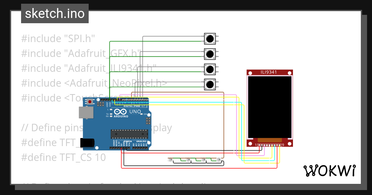 Magnetic Sensor and LED Strip Control Program - Wokwi ESP32, STM32, Arduino Simulator