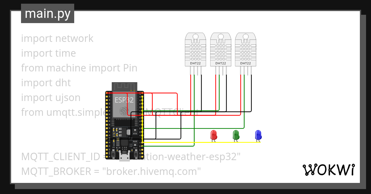 IoT System with ESP32, MQTT and MicroPython - Wokwi ESP32, STM32, Arduino Simulator
