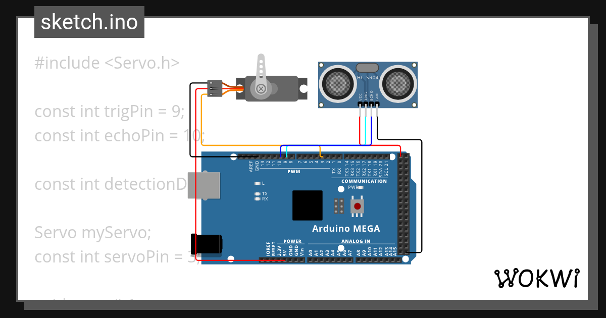 Servo y sensor ultrasonico - Wokwi ESP32, STM32, Arduino Simulator Servo y sensor ultrasonico - Wokwi ESP32, STM32, Arduino Simulator