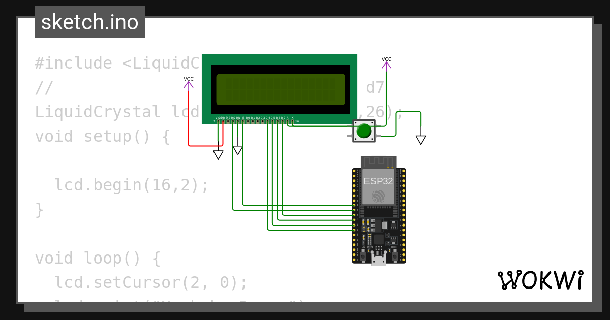 Lcd Ekran Yazı Yazma Wokwi Esp32 Stm32 Arduino Simulator 8036
