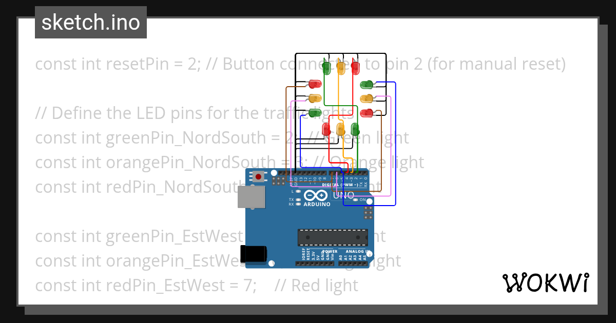 TD2 - Exo 2 - We would like to create an Arduino that is managing the traffic lights at a cross ...