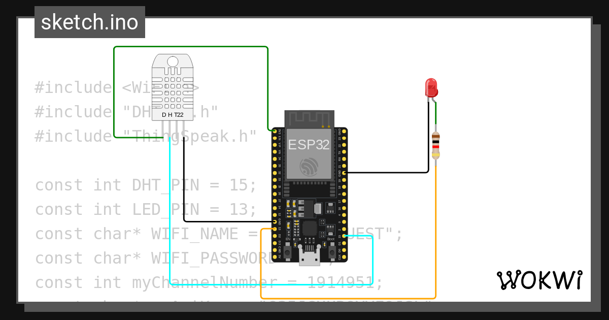 Esp32 Thingspeak Dht32 Wokwi Esp32 Stm32 Arduino Simulator 4091