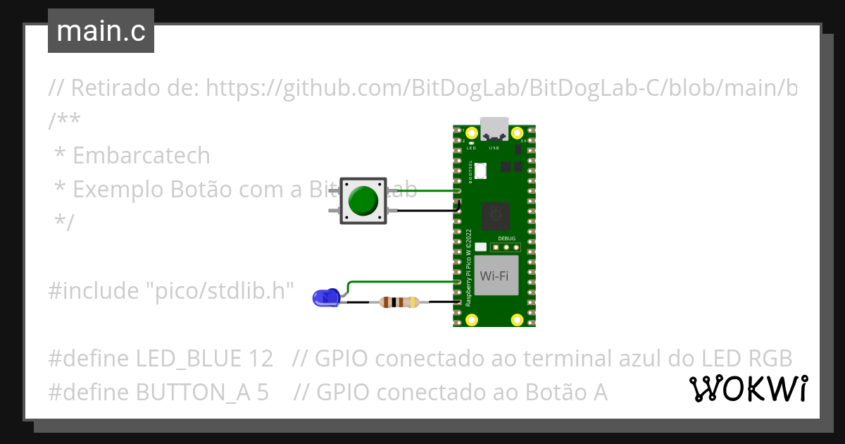 Button and Led - Wokwi ESP32, STM32, Arduino Simulator