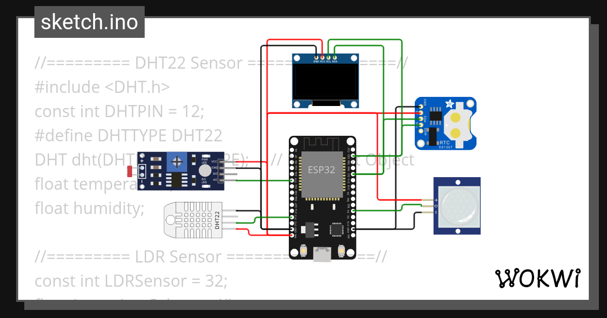 esp32 devkit v1 sistem pengukuran temperature, kelembapan udara, Motion Detection dan intensitas ...