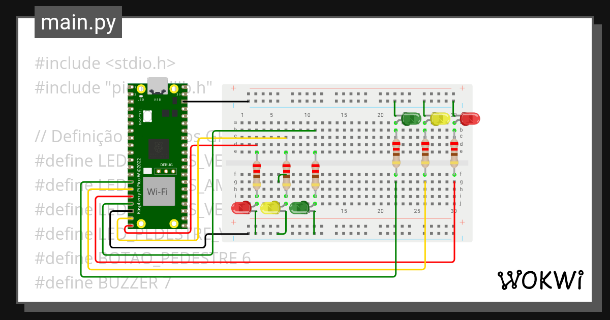 Semaforo - Wokwi ESP32, STM32, Arduino Simulator
