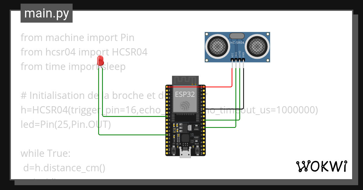 hcsr04+led - Wokwi ESP32, STM32, Arduino Simulator hcsr04+led - Wokwi ESP32, STM32, Arduino Simulator