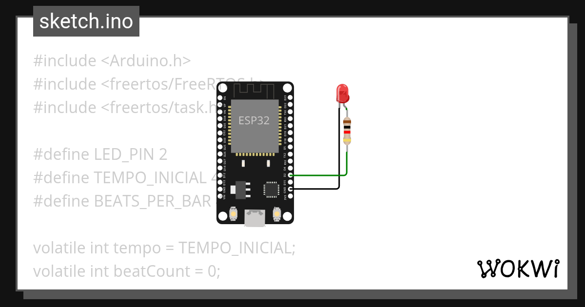 metronomo em esp32 - Wokwi ESP32, STM32, Arduino Simulator