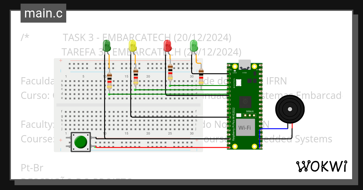 Activity 3 - Embarcatech: Traffic Light for the Visually Impaired - Wokwi ESP32, STM32, Arduino ...