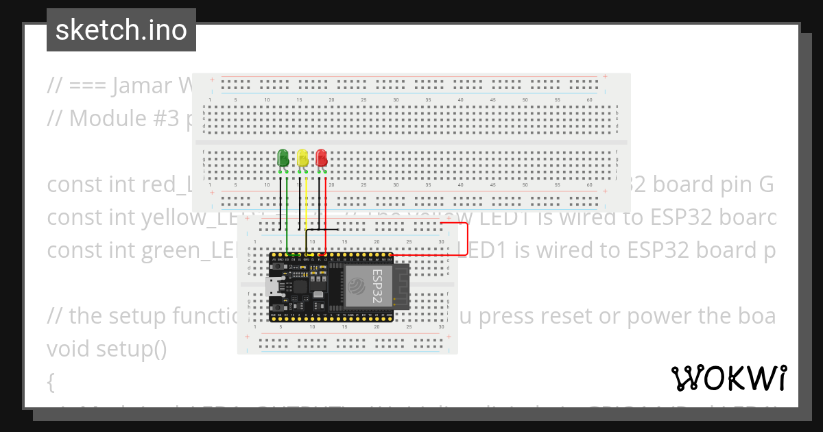 Module 3 Jamar Williams - Wokwi ESP32, STM32, Arduino Simulator
