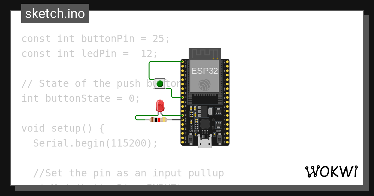 按键—led灯 Copy Wokwi Esp32 Stm32 Arduino Simulator