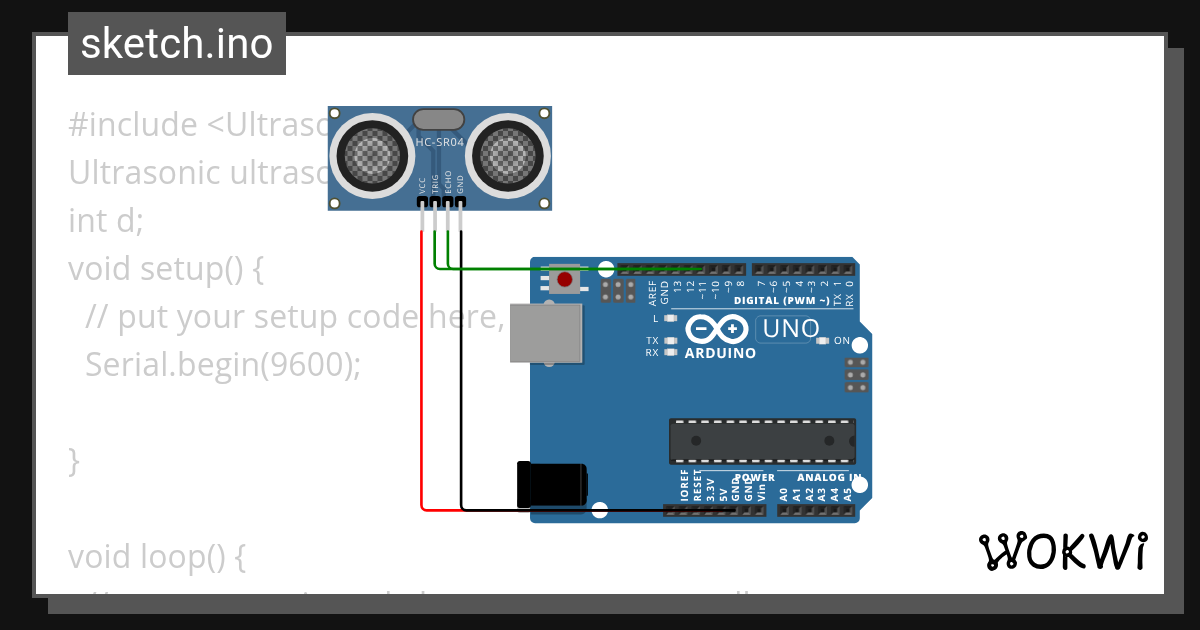 Ultrasonic - Wokwi ESP32, STM32, Arduino Simulator
