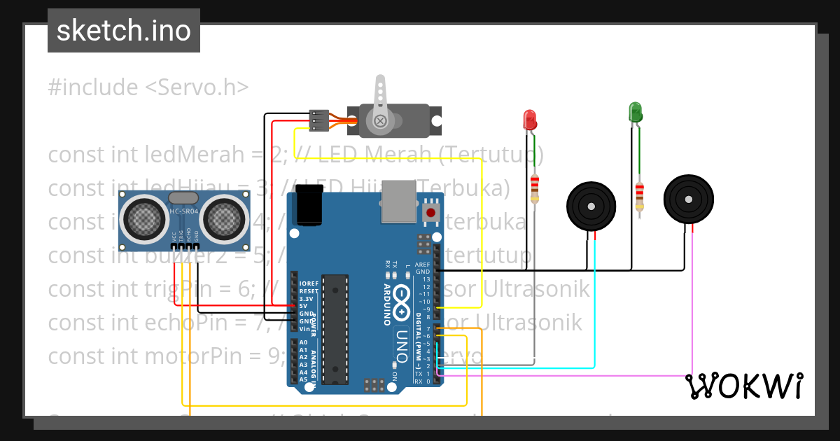 Palang Pintu Otomatis - Wokwi ESP32, STM32, Arduino Simulator