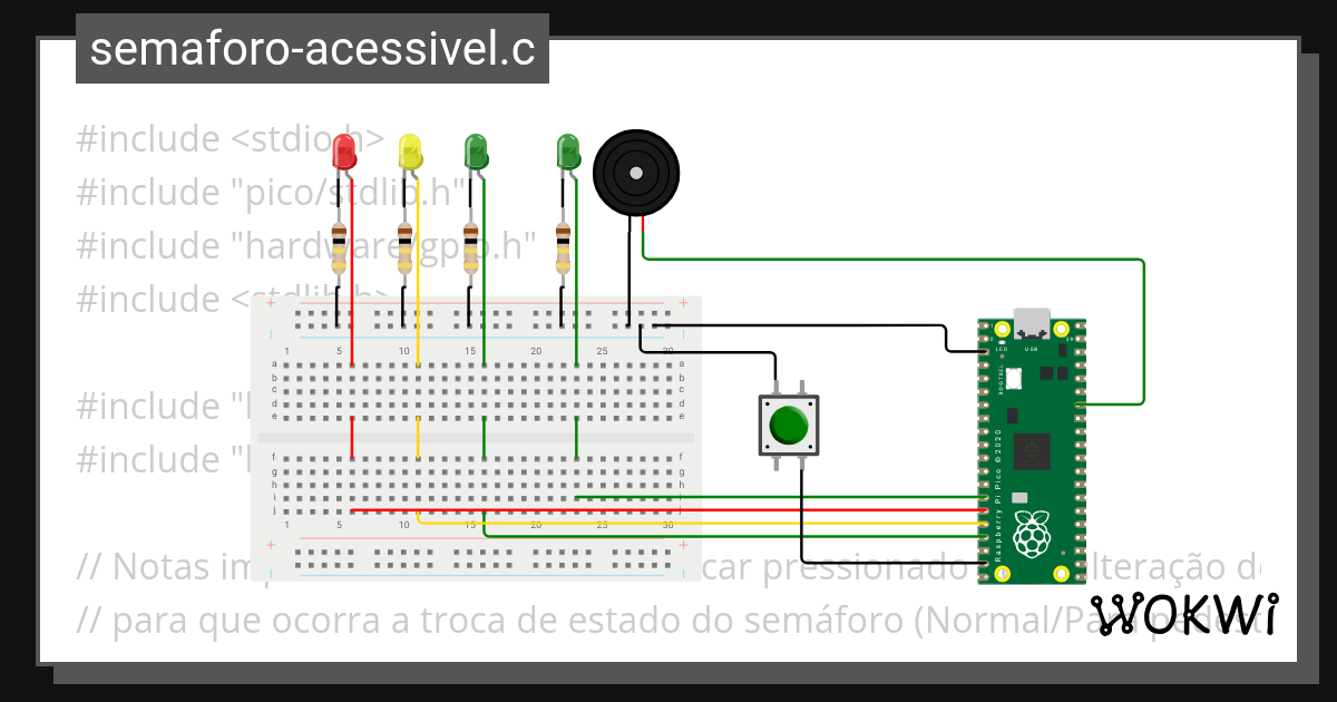 Controle de Sinais de Trânsito para Cruzamento - Wokwi ESP32, STM32, Arduino Simulator
