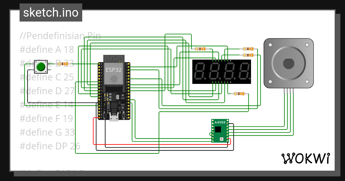 Fixed Pedometer Controller for Stepper Motor - Wokwi ESP32, STM32, Arduino Simulator