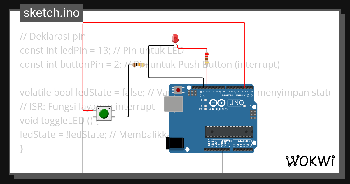 Praktikum 1 mengontrol LED berkedip Dhafan Faza Permana - 21552011081 - Wokwi ESP32, STM32 ...