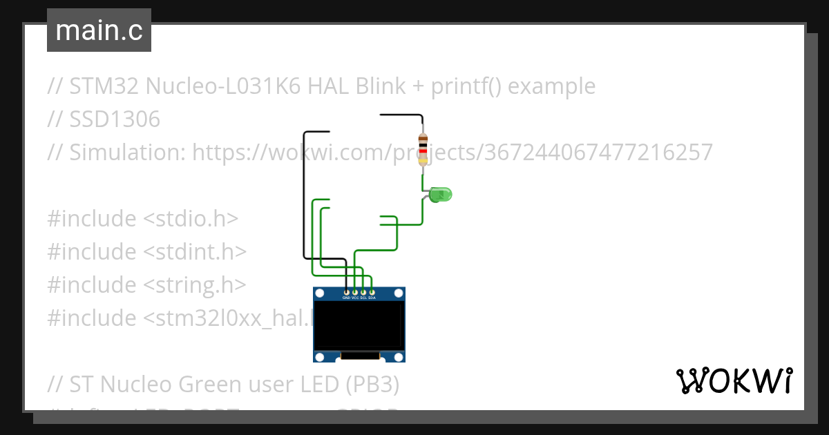 ST Nucleo L031 + SSD1306 - Wokwi ESP32, STM32, Arduino Simulator