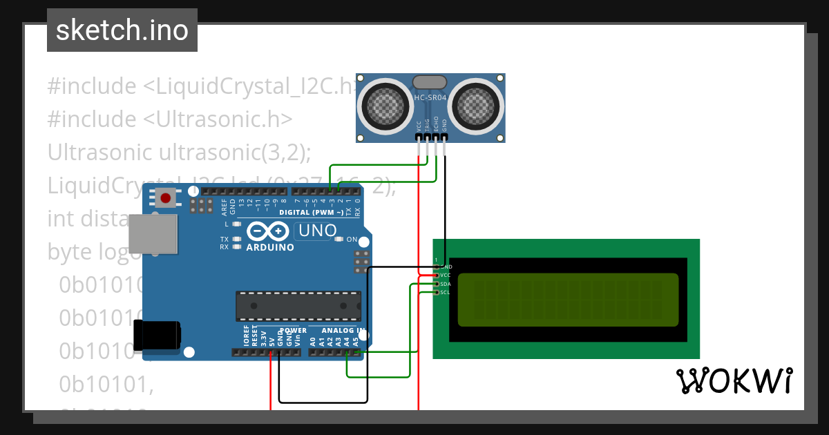 utra_sonic_lcd - Wokwi ESP32, STM32, Arduino Simulator