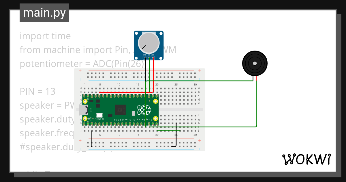 Raspberry Pi Pico Passive Buzzer (picozero) Copy - Wokwi ESP32, STM32, Arduino Simulator
