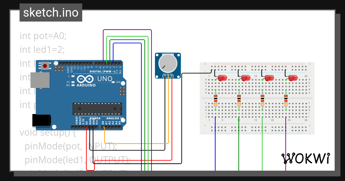 Pot 4 lled - Wokwi ESP32, STM32, Arduino Simulator