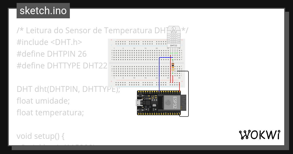 Leitura Do Sensor Dht22 Wokwi Esp32 Stm32 Arduino Simulator 