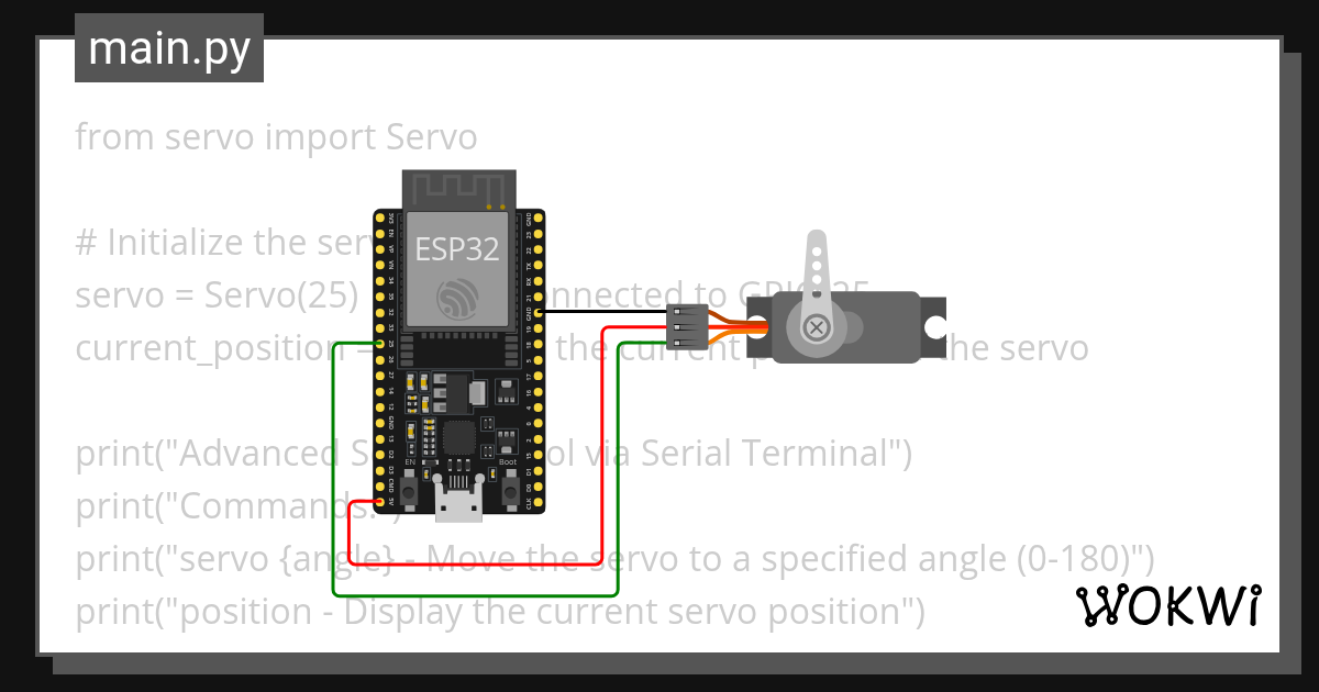 servo with Serial Terminal 2 Copy - Wokwi ESP32, STM32, Arduino Simulator