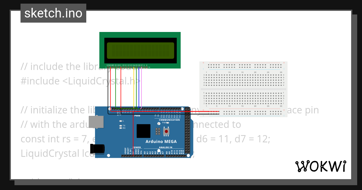 Arduino Mega LCD - Wokwi ESP32, STM32, Arduino Simulator