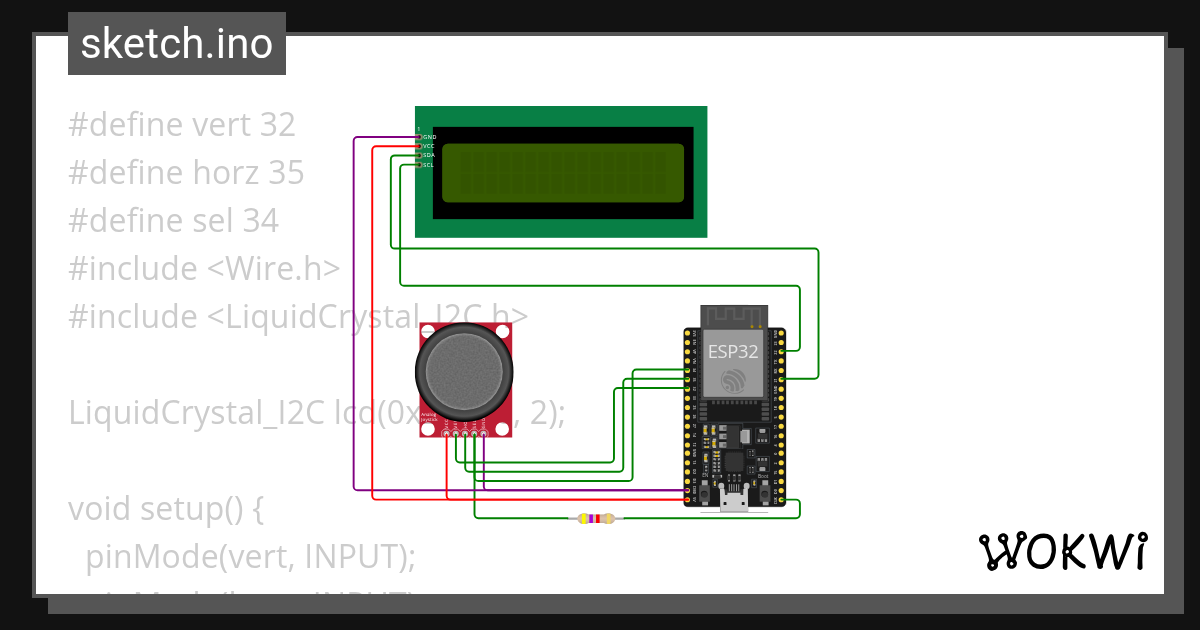 lcd joystick - Wokwi ESP32, STM32, Arduino Simulator