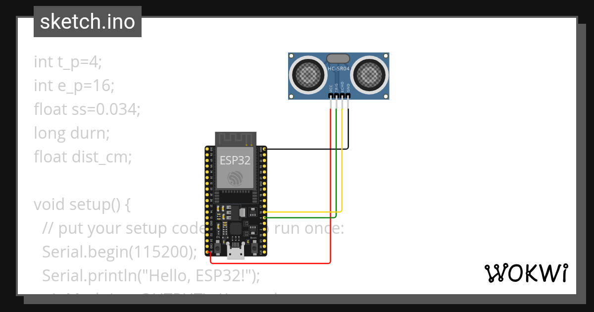 Ultra Sonic Wokwi Esp32 Stm32 Arduino Simulator 