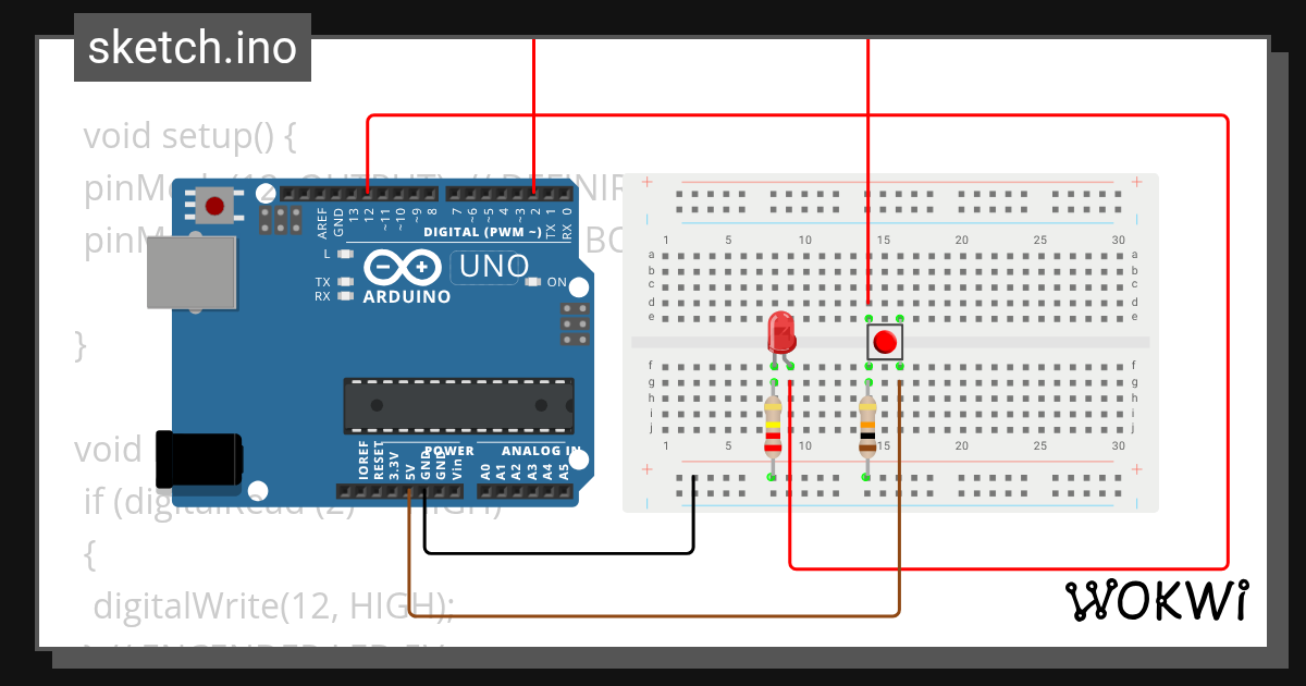 BUTTON LED - Wokwi ESP32, STM32, Arduino Simulator