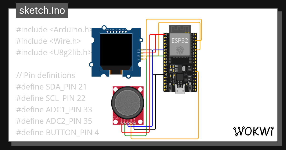 scherm + joystick - Wokwi ESP32, STM32, Arduino Simulator