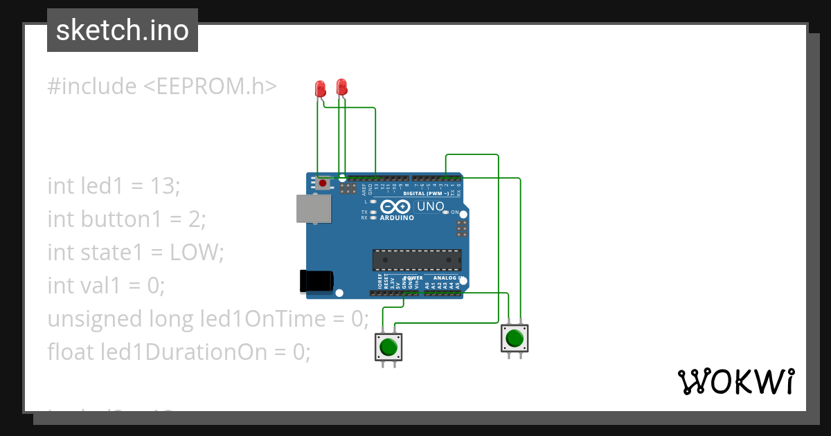 Push Button LED Control Copy - Wokwi ESP32, STM32, Arduino Simulator