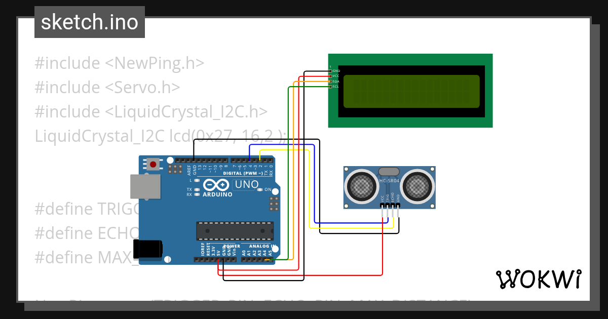 Praktek LCD dan Sensor Ultrasonik - Wokwi ESP32, STM32, Arduino Simulator
