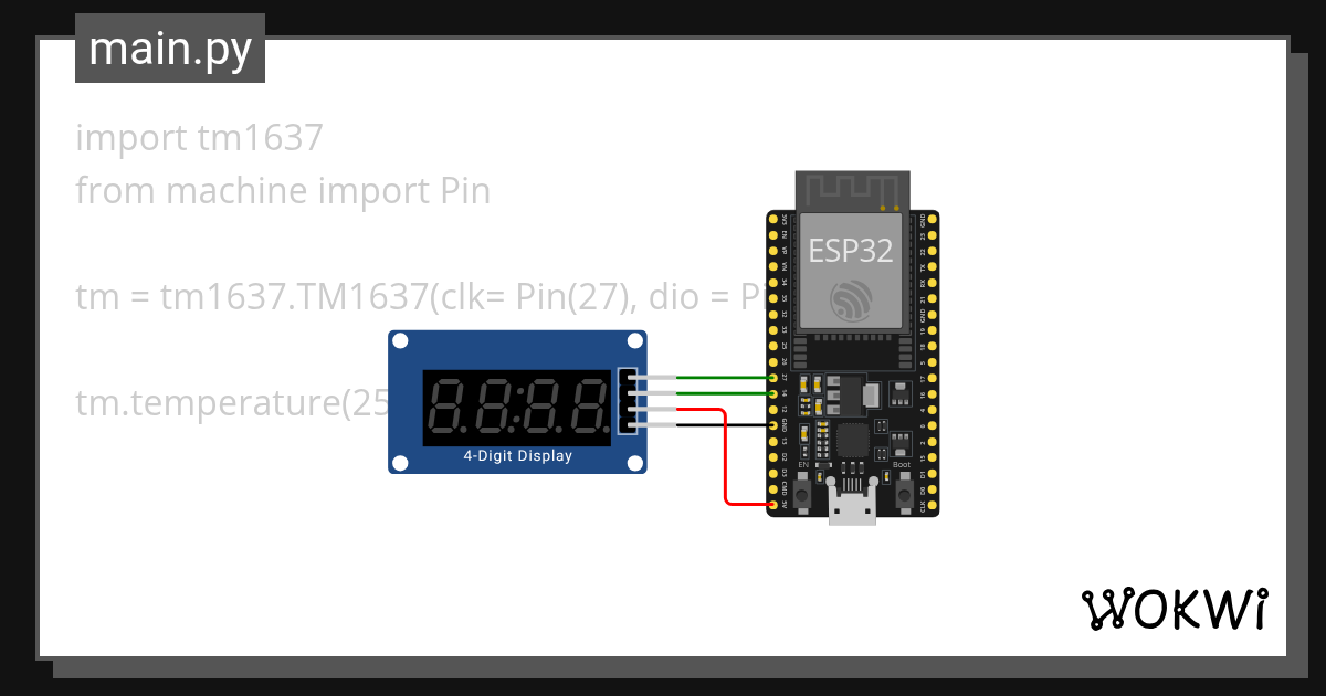 Tm1637四位数码管的显示 Wokwi Esp32 Stm32 Arduino Simulator