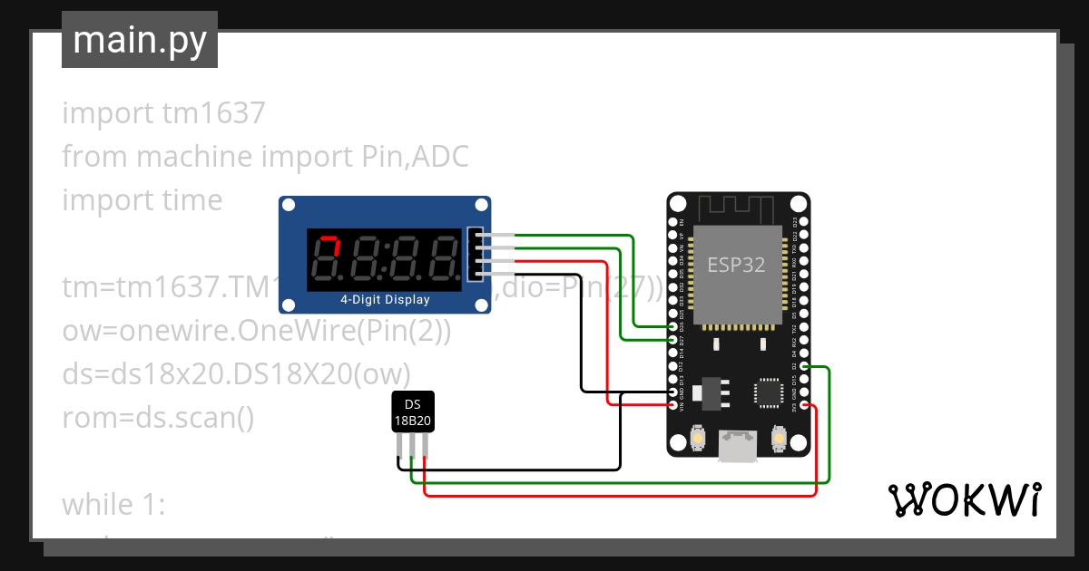 Tm1637四位数码管 Wokwi Esp32 Stm32 Arduino Simulator