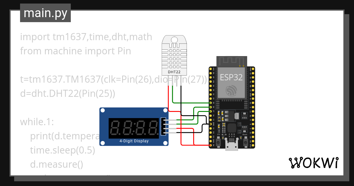 tm1637四位数码管 - Wokwi ESP32, STM32, Arduino Simulator