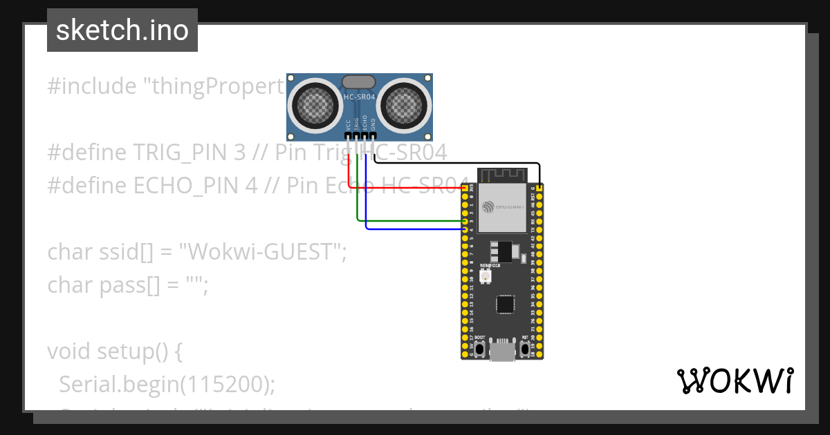 Ultrasonic_ArduinoCloud - Wokwi ESP32, STM32, Arduino Simulator