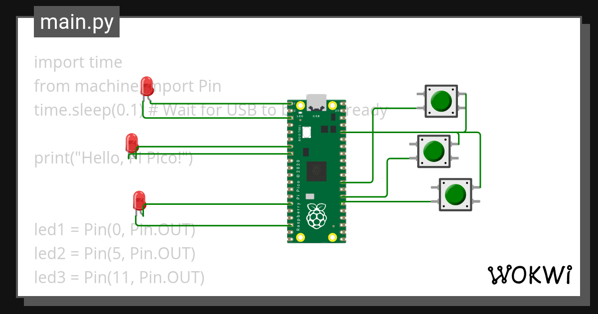 skiftende lys - Wokwi ESP32, STM32, Arduino Simulator