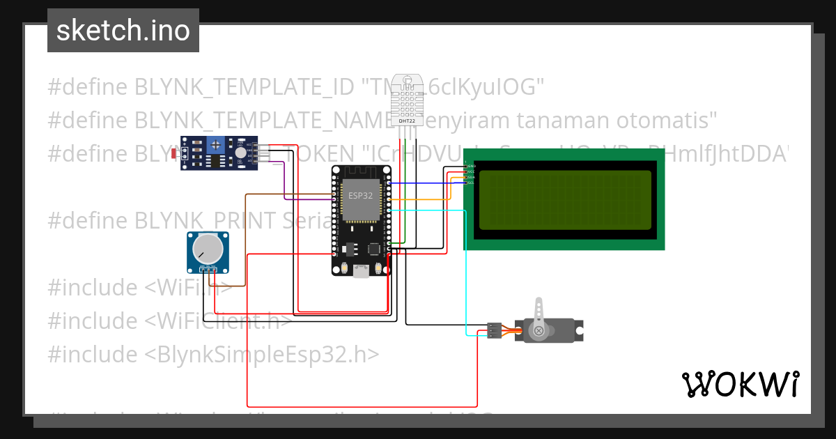 Pemantauan kelembaban tanah dan penyiraman otomatis - Wokwi ESP32, STM32, Arduino Simulator