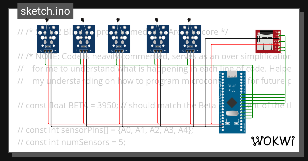 Temparature Sensor Data Logging - Wokwi ESP32, STM32, Arduino Simulator