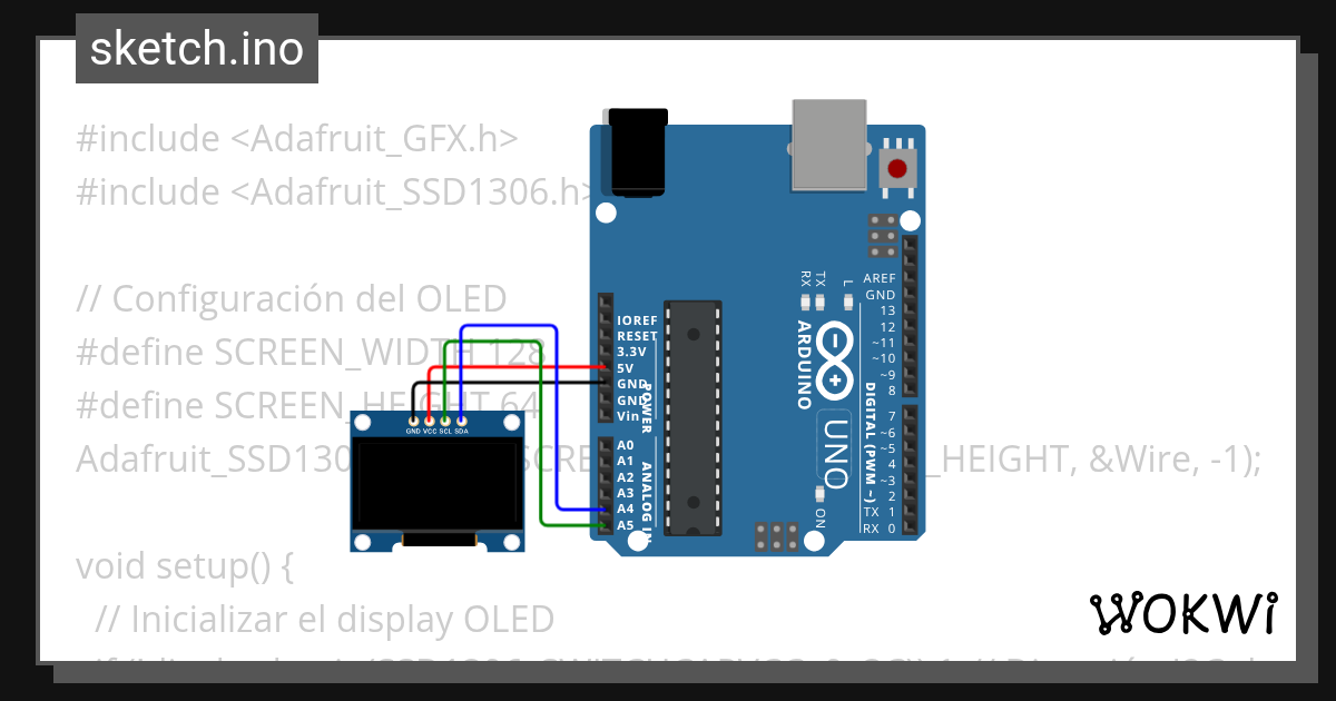 Hola mundo con OLED - Wokwi ESP32, STM32, Arduino Simulator