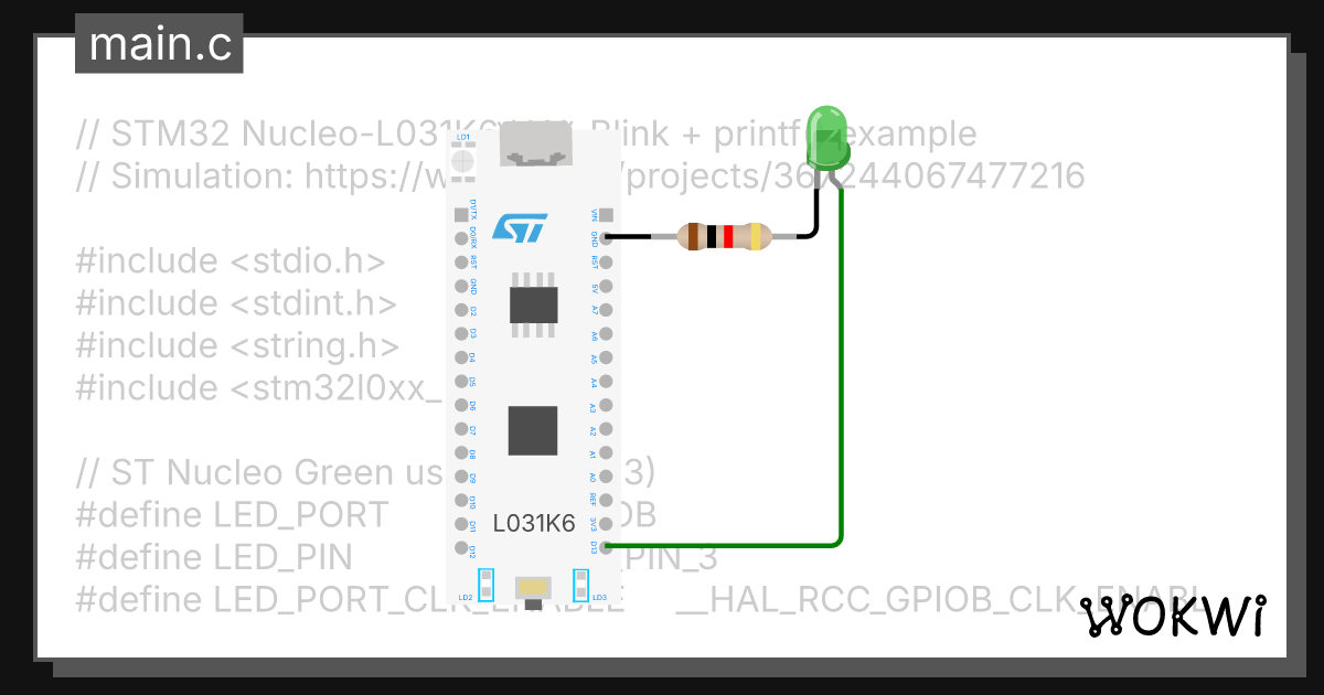 ST Nucleo L031 - HAL working - Wokwi ESP32, STM32, Arduino Simulator