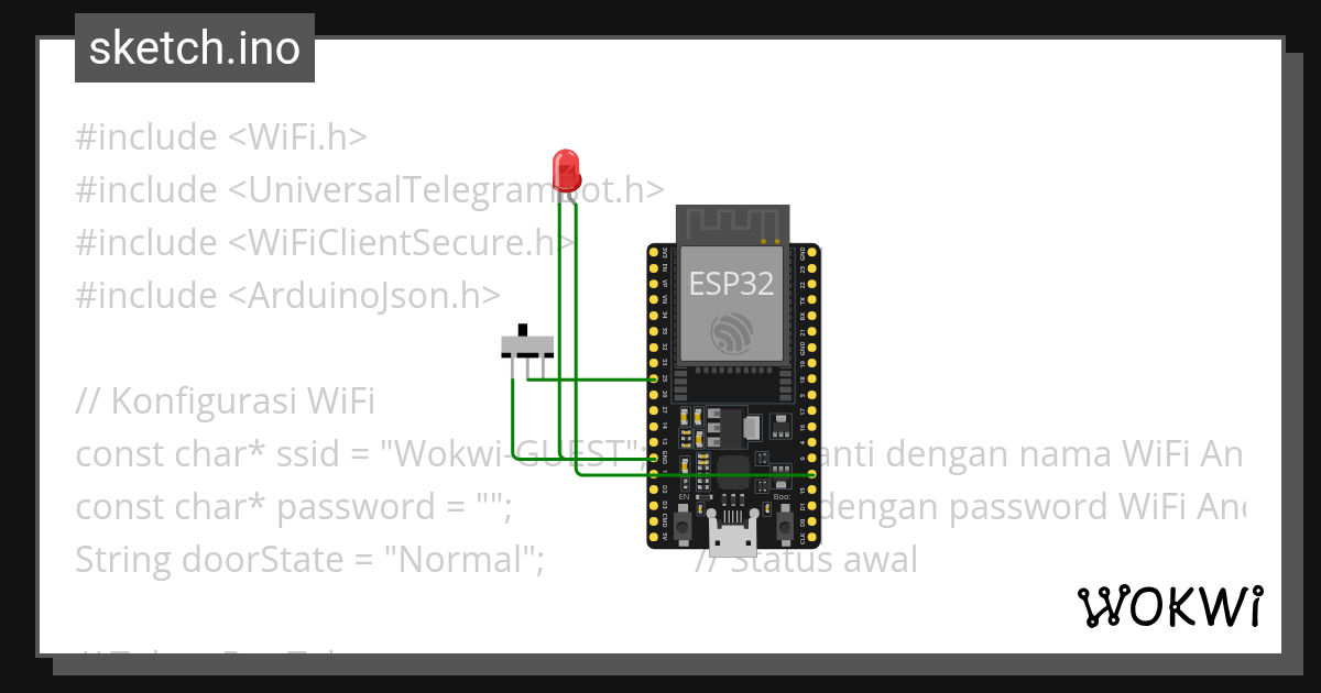 telegram alert on/off - Wokwi ESP32, STM32, Arduino Simulator