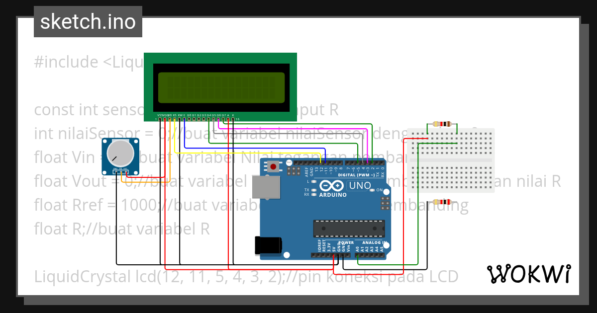 LK44 LCD Ohmmeter - Wokwi ESP32, STM32, Arduino Simulator
