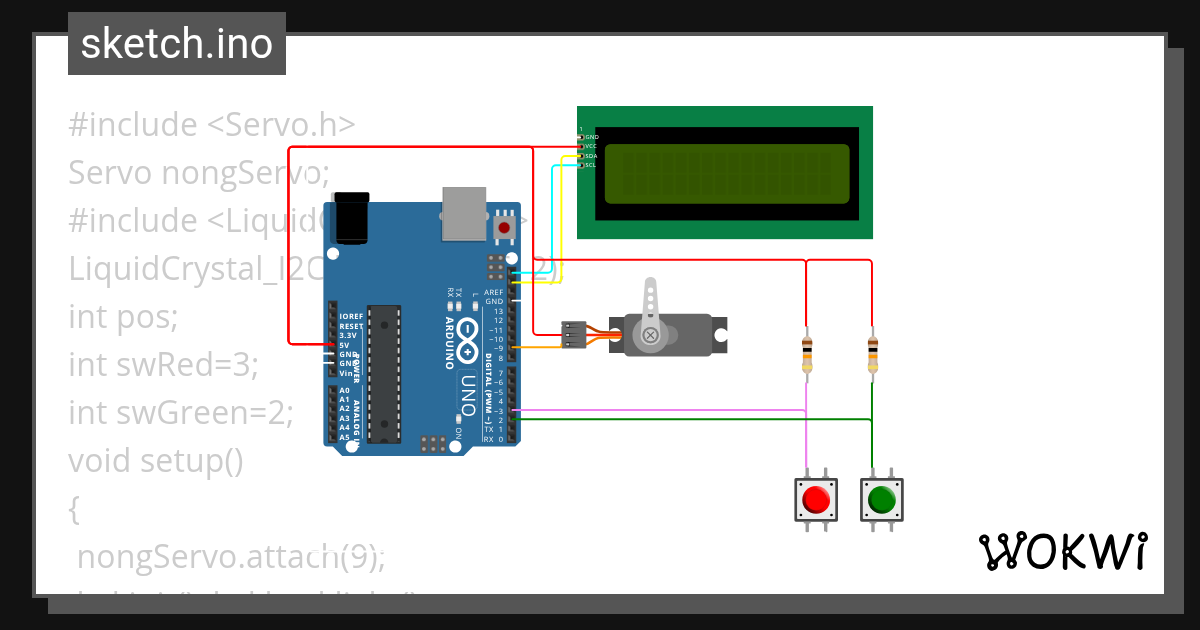 Servo_LCD - Wokwi ESP32, STM32, Arduino Simulator