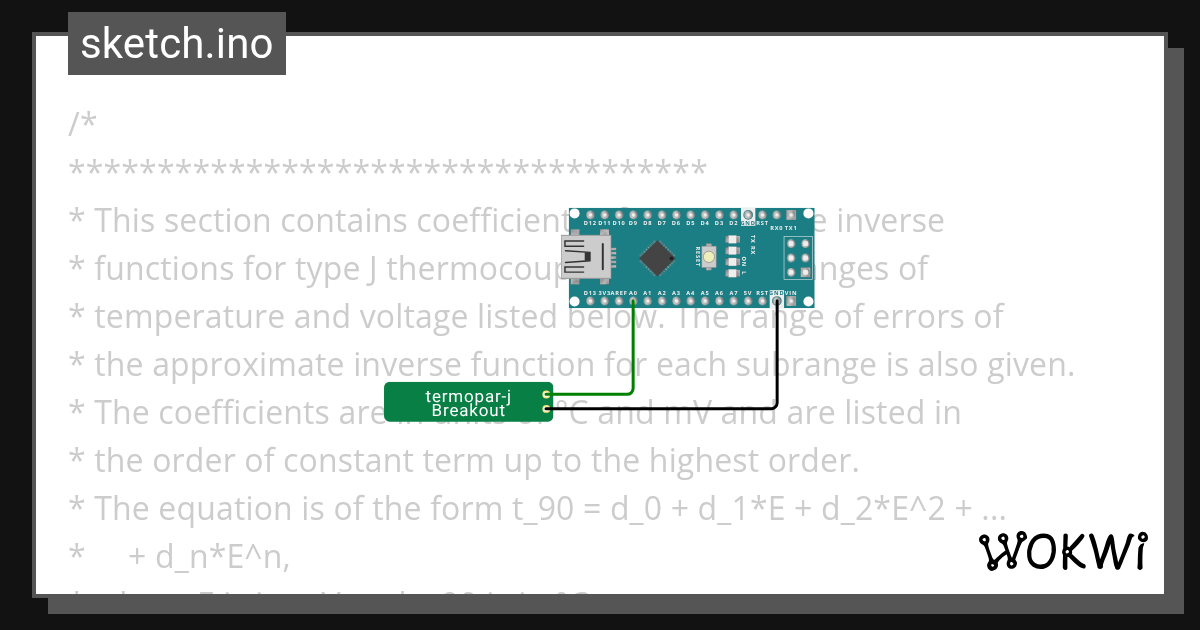 Medida Temperatura Termopar J - Wokwi ESP32, STM32, Arduino Simulator