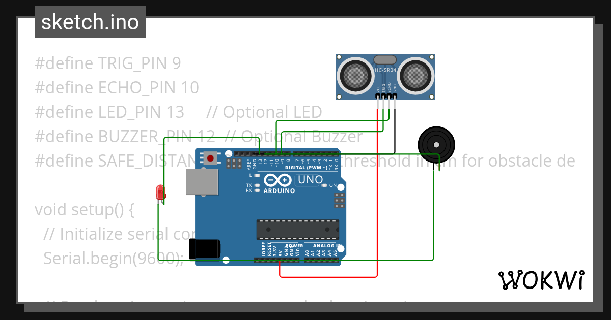obstacle detecion - Wokwi ESP32, STM32, Arduino Simulator