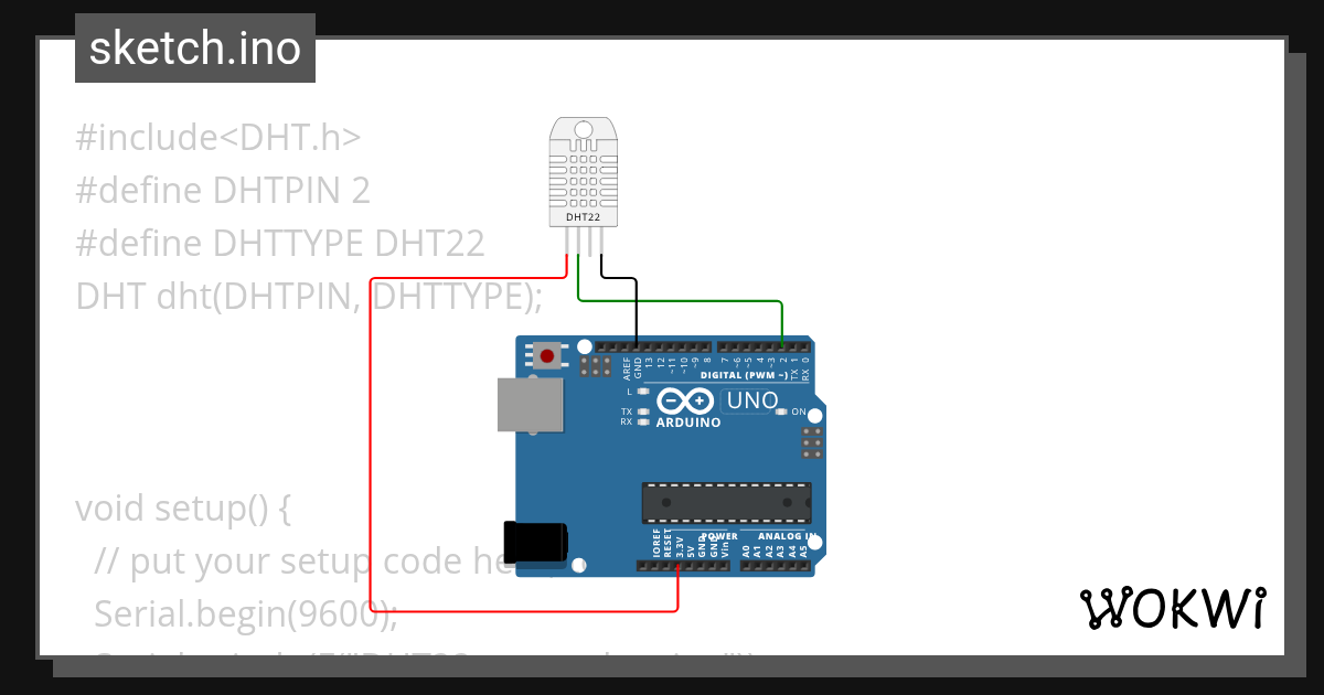 DHT22 temp humidity read - Wokwi ESP32, STM32, Arduino Simulator