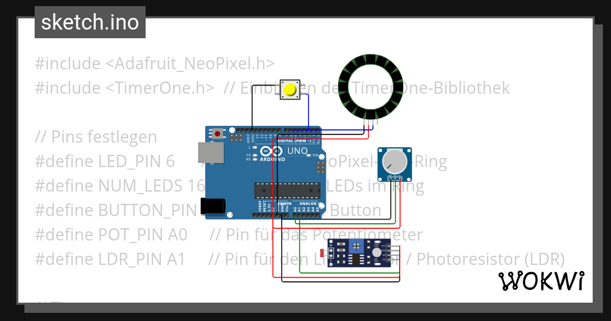 T-INFL 4. | Ruderlagenanzeige | Ohne SM | mit TimerOne-Lib - Wokwi ESP32, STM32, Arduino Simulator