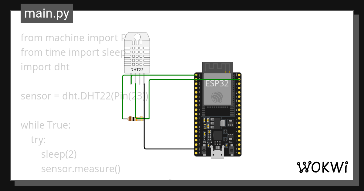 DHT22 - Wokwi ESP32, STM32, Arduino Simulator